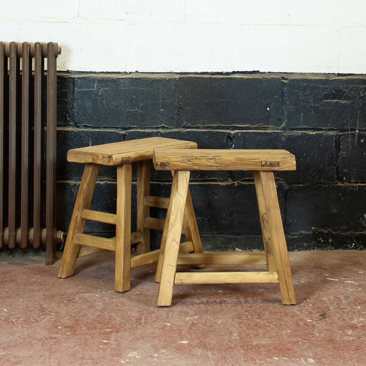 Pair of Rustic Reclaimed Elm Stools – InekoHome